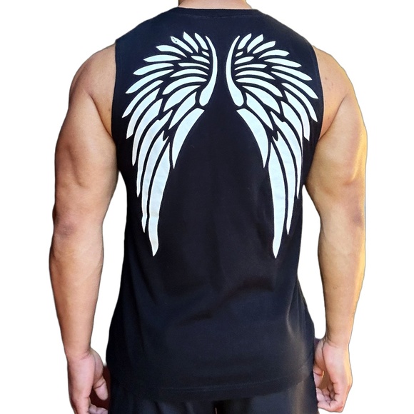 KALLATOM | Shirts | Back Side Angel Wings Tank Top Crewneck Tshirt ...